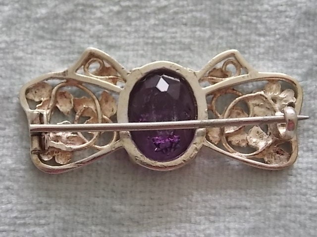 Vintage Silver Arts Crafts Amethyst Brooch Pin Lovelyl - Etsy