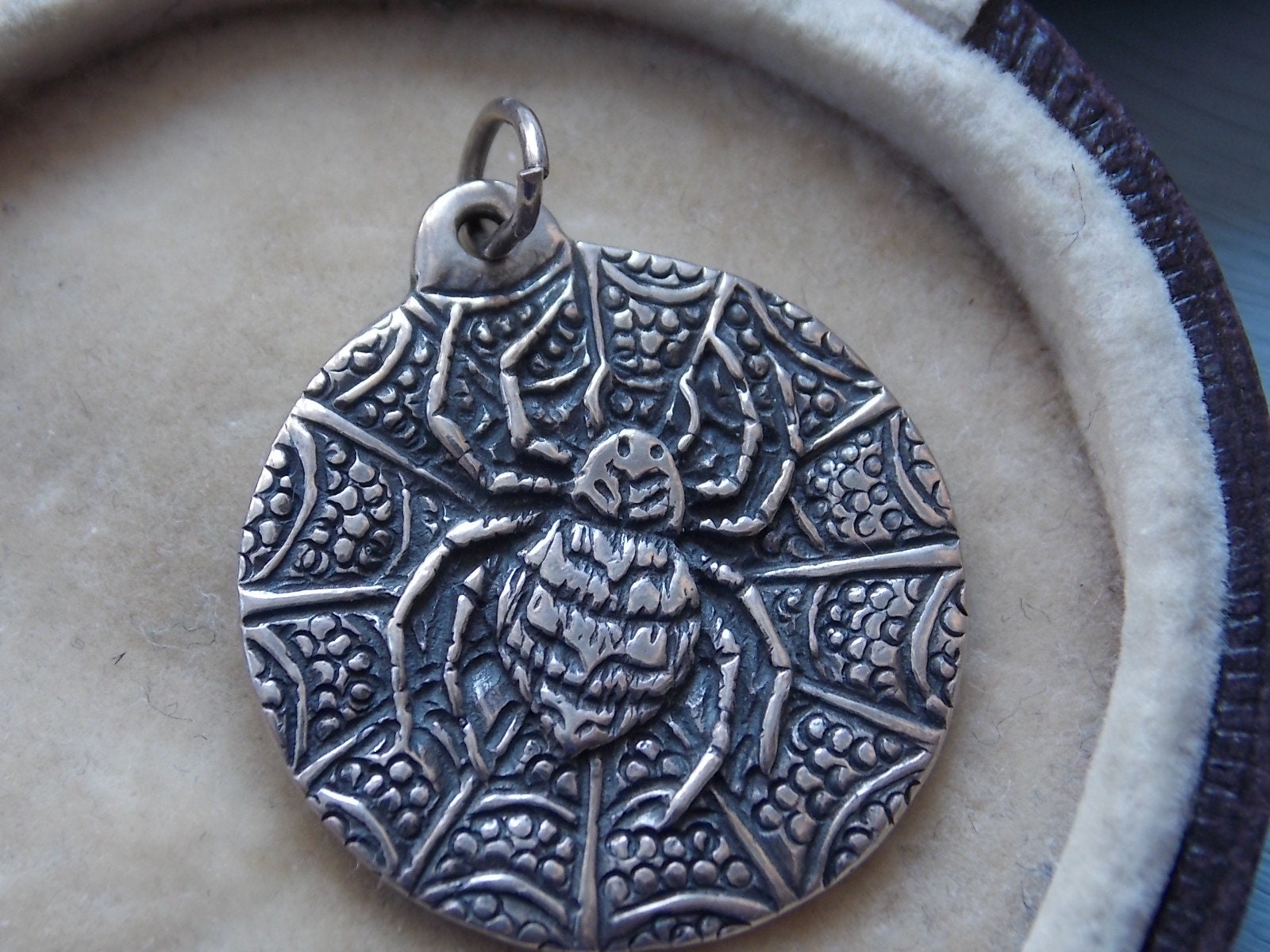 Vintage Silver Spider in Web Pendant Charm Fob UNUSUAL - Etsy