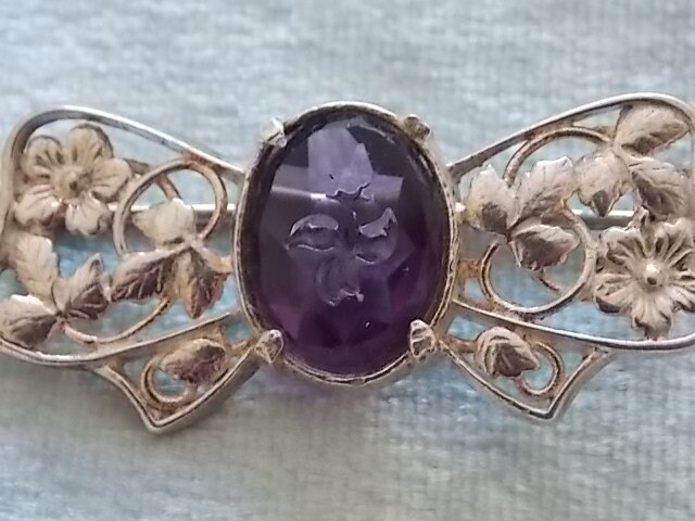 Vintage Silver Arts Crafts Amethyst Brooch Pin Lovelyl - Etsy
