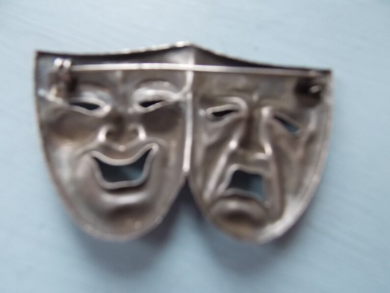 Vintage Theatrical Comedy Tragedy Faces Brooch Pin Big UNUSUAL - Etsy