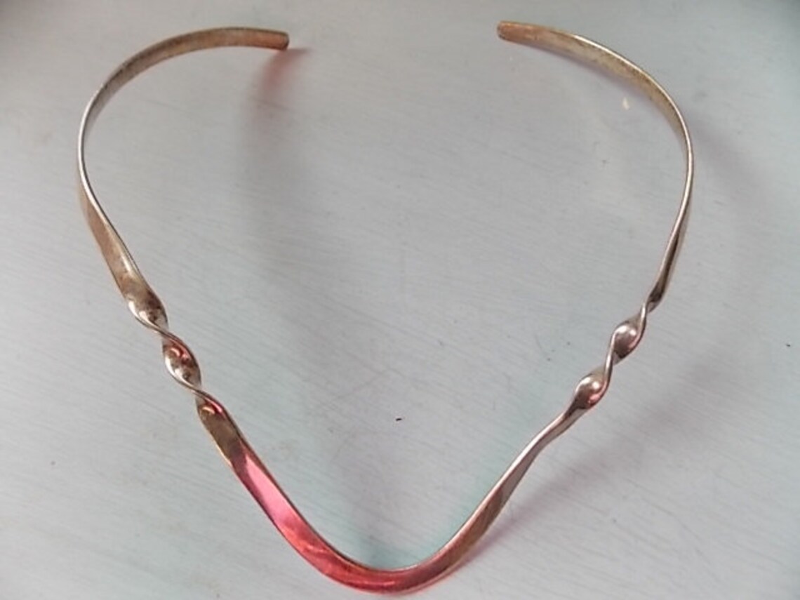 Vintage Sterling Silver Torque Choker Necklace CLASSY - Etsy
