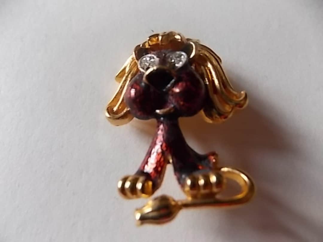 Big Heavy Enamel Dog Gold Brooch Pin - so Cute - Etsy