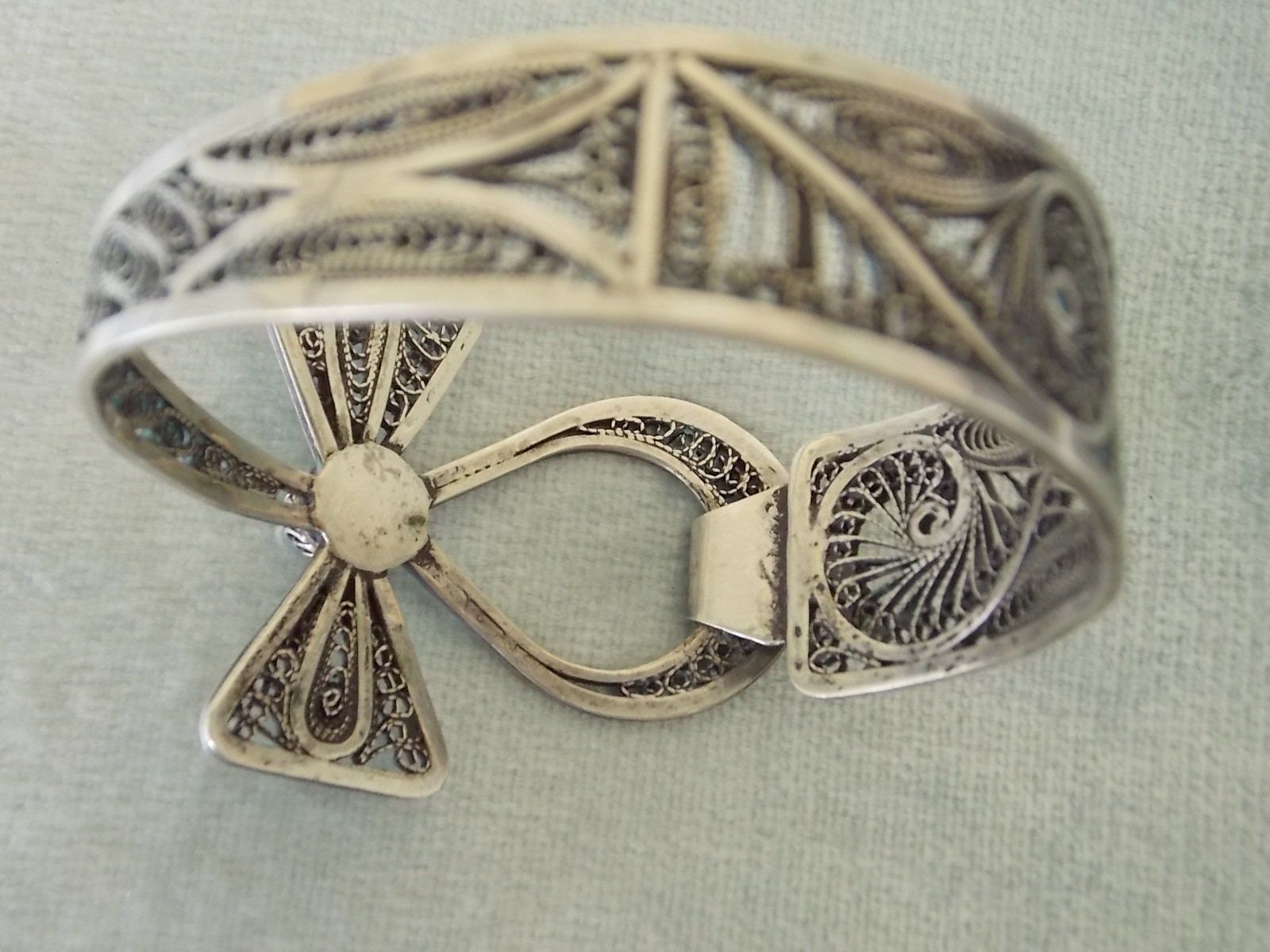 Silver Lapis Vintage Bracelet Bangle Big STUNNING - Etsy