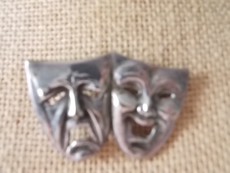 Vintage Theatrical Comedy Tragedy Faces Brooch Pin Big UNUSUAL - Etsy