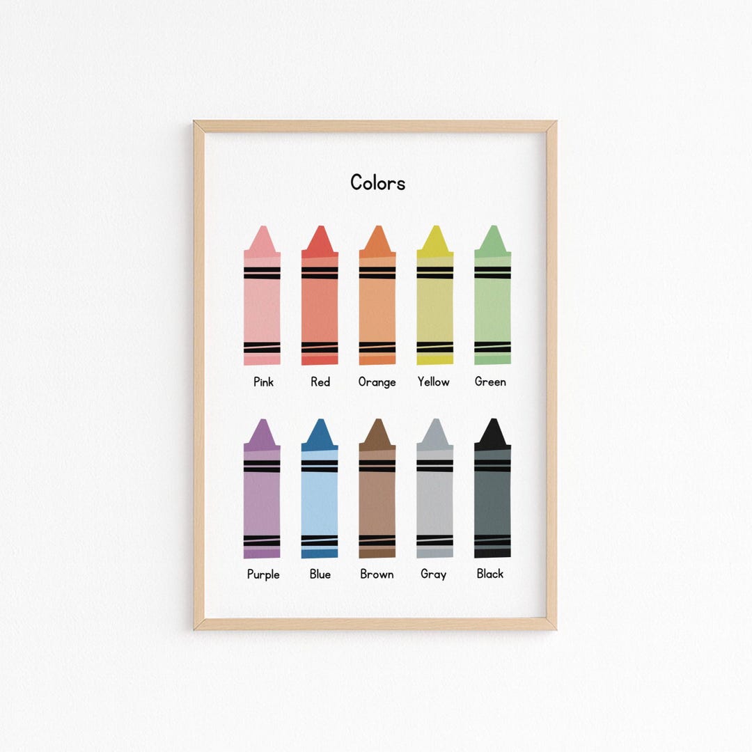 Educational Crayon Colors Poster for Kids, Rainbow Classroom Decor ...