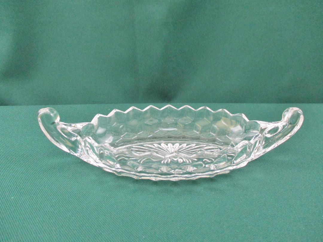 Fostoria Glass Cubist Pattern Oval Handled Relish Tray - Etsy