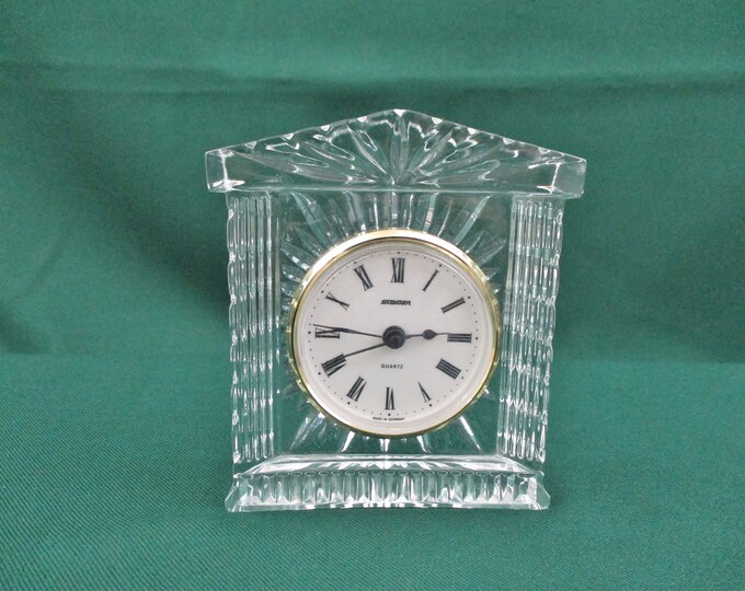German Crystal Vanity Clock Greek Style Sloped Peak With Columns ...