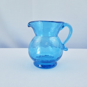 Creamer Blue Crackle Glass Hand Blown - Etsy