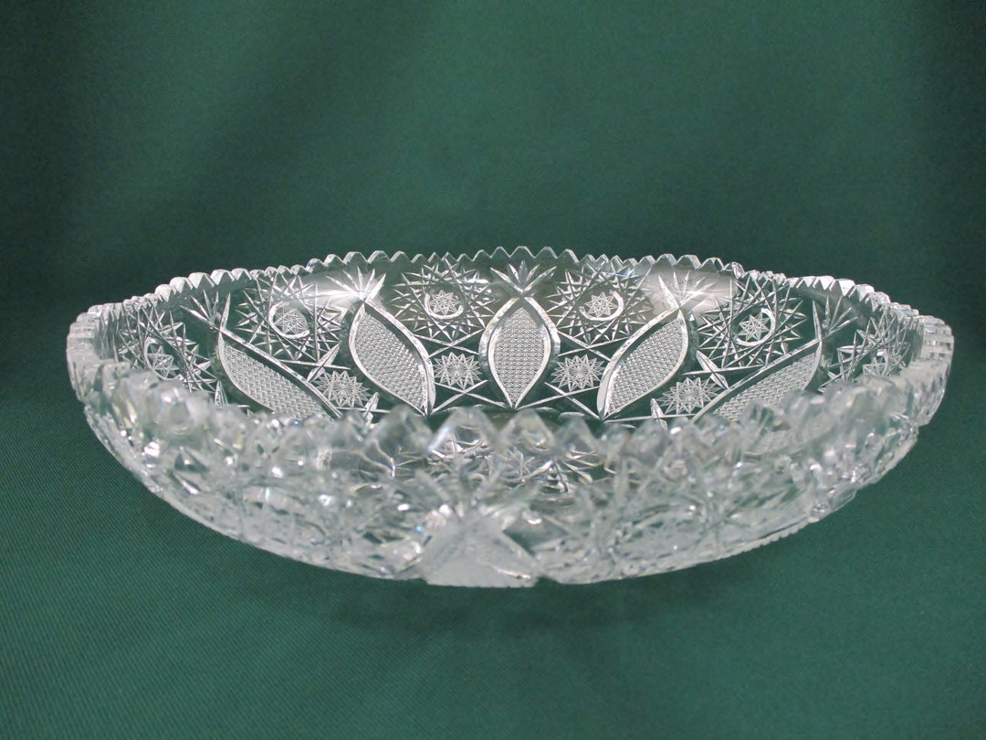 Centerpiece Bowl Saw Tooth Cut Etched and Polished American Brilliant ...