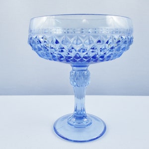 Indiana Glass Large Blue Glass Compote in Diamond Point Pattern - Etsy