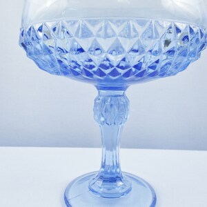 Indiana Glass Large Blue Glass Compote in Diamond Point Pattern - Etsy