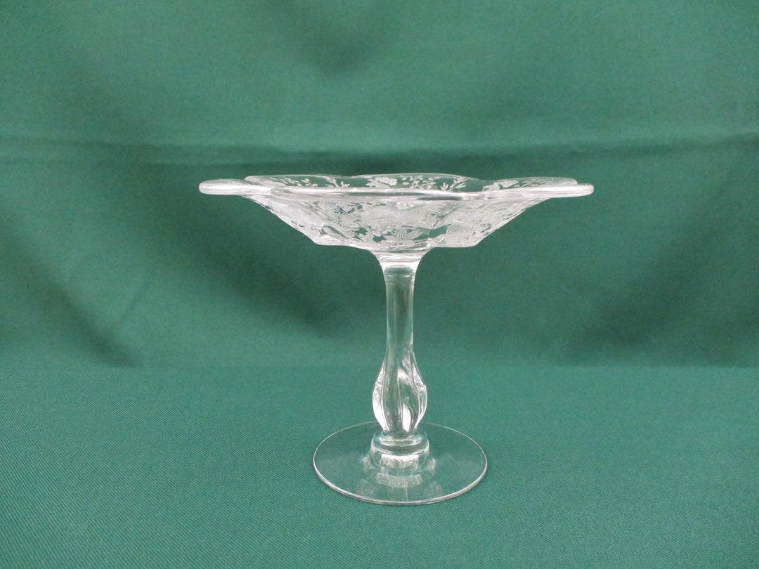 Cambridge Glass Tall Compote Dish Etched Pattern - Etsy