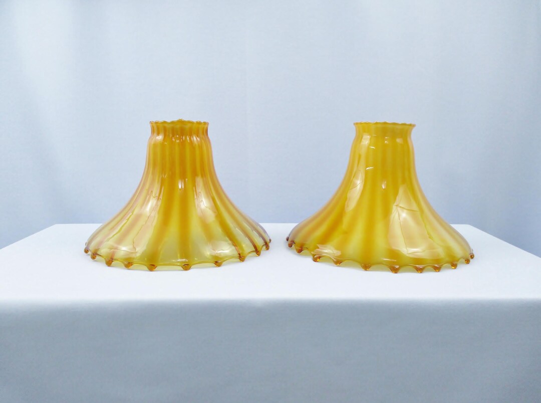 Handmade Blown Glass Lamp Shades Honey/white Flared Shape - Etsy