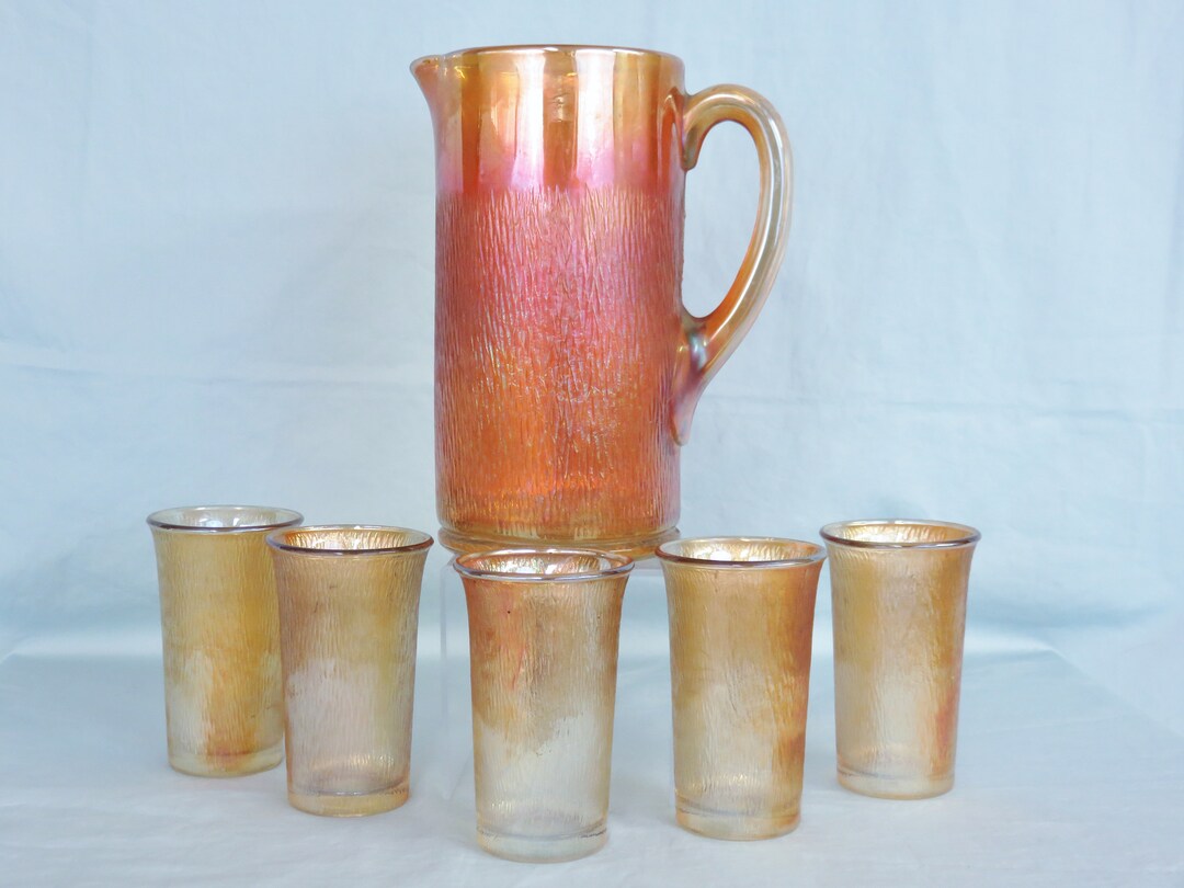 Carnival Glass Lemonade Set - Etsy