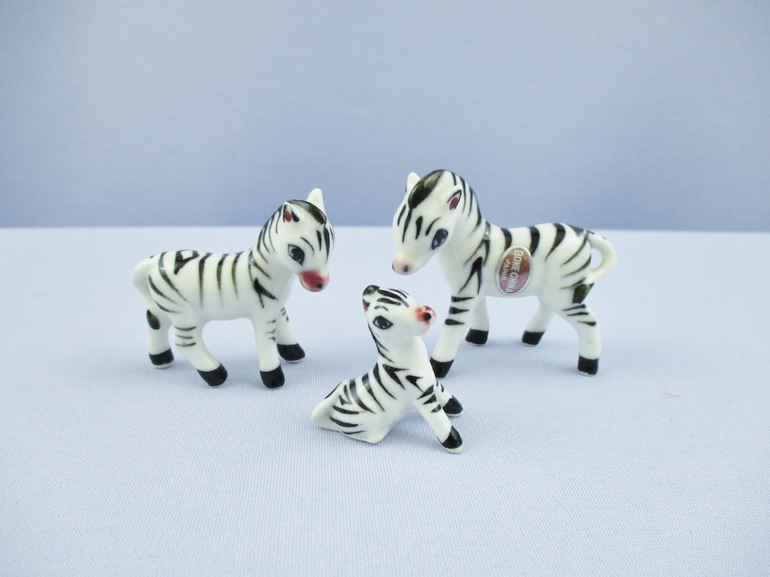 Miniature Bone China Zebra Family - Etsy