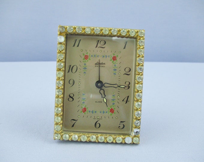 Vintage Linden Black Forest West German Alarm Clock With Rhinestones - Etsy