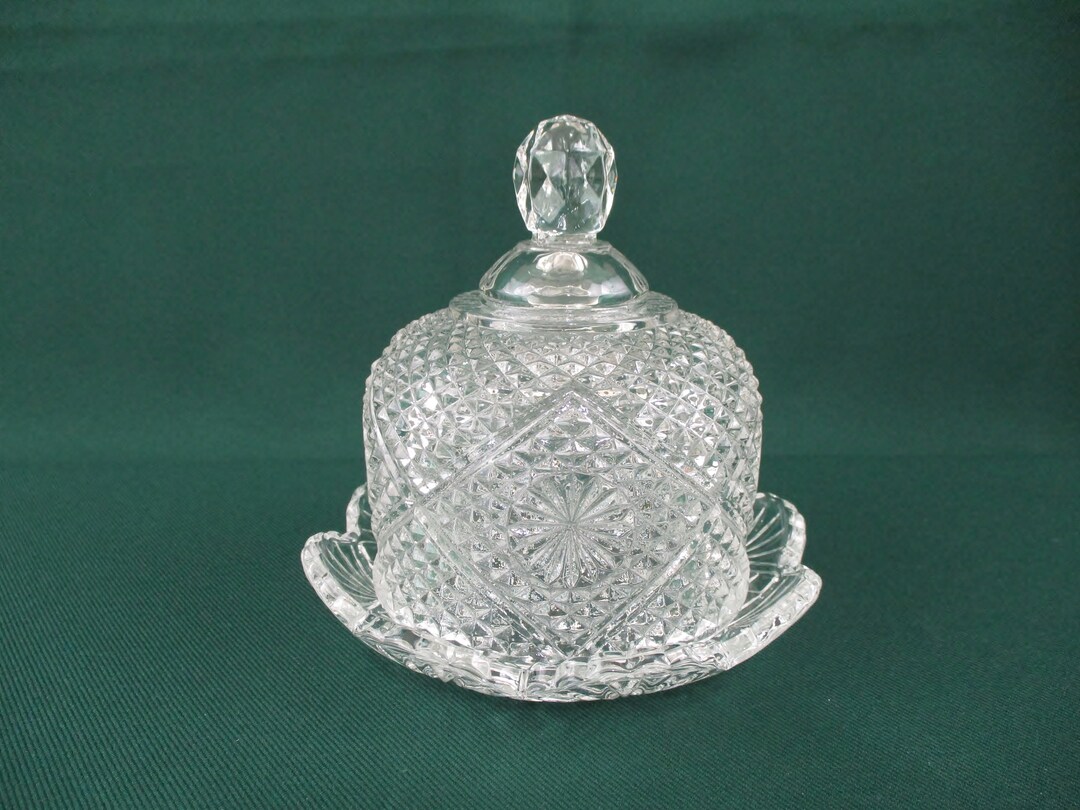 Antique EAPG Pressed Glass Diamond Pointe Covered Butter Dish - Etsy
