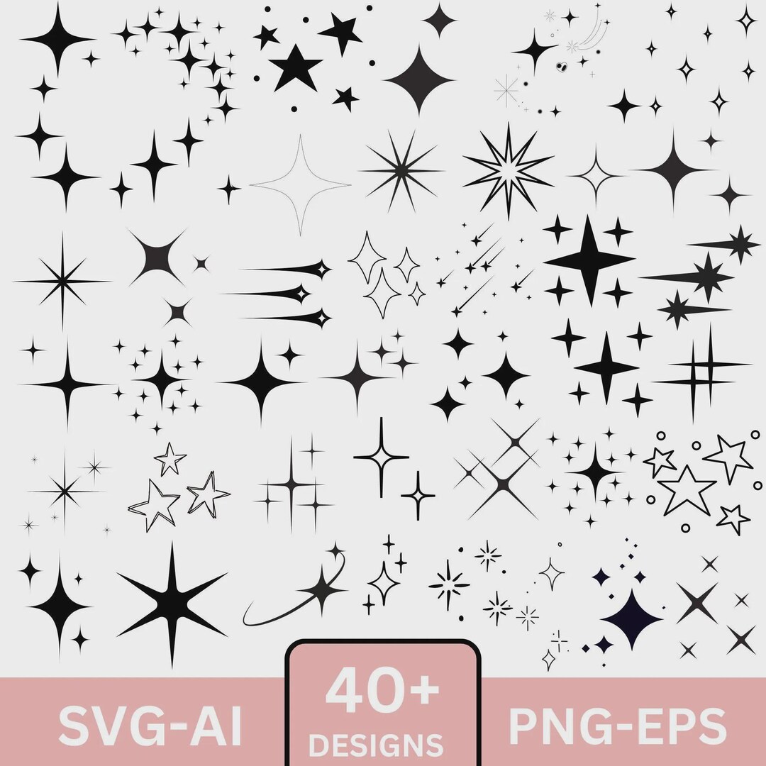 Sparkle Star SVG Bundle: Clipart Cut Files for Cricut (digital Download ...