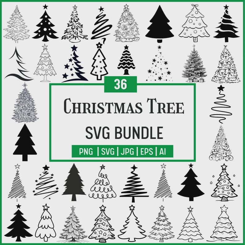 Christmas Tree SVG Clipart: Instant Download (zip Files) - Etsy