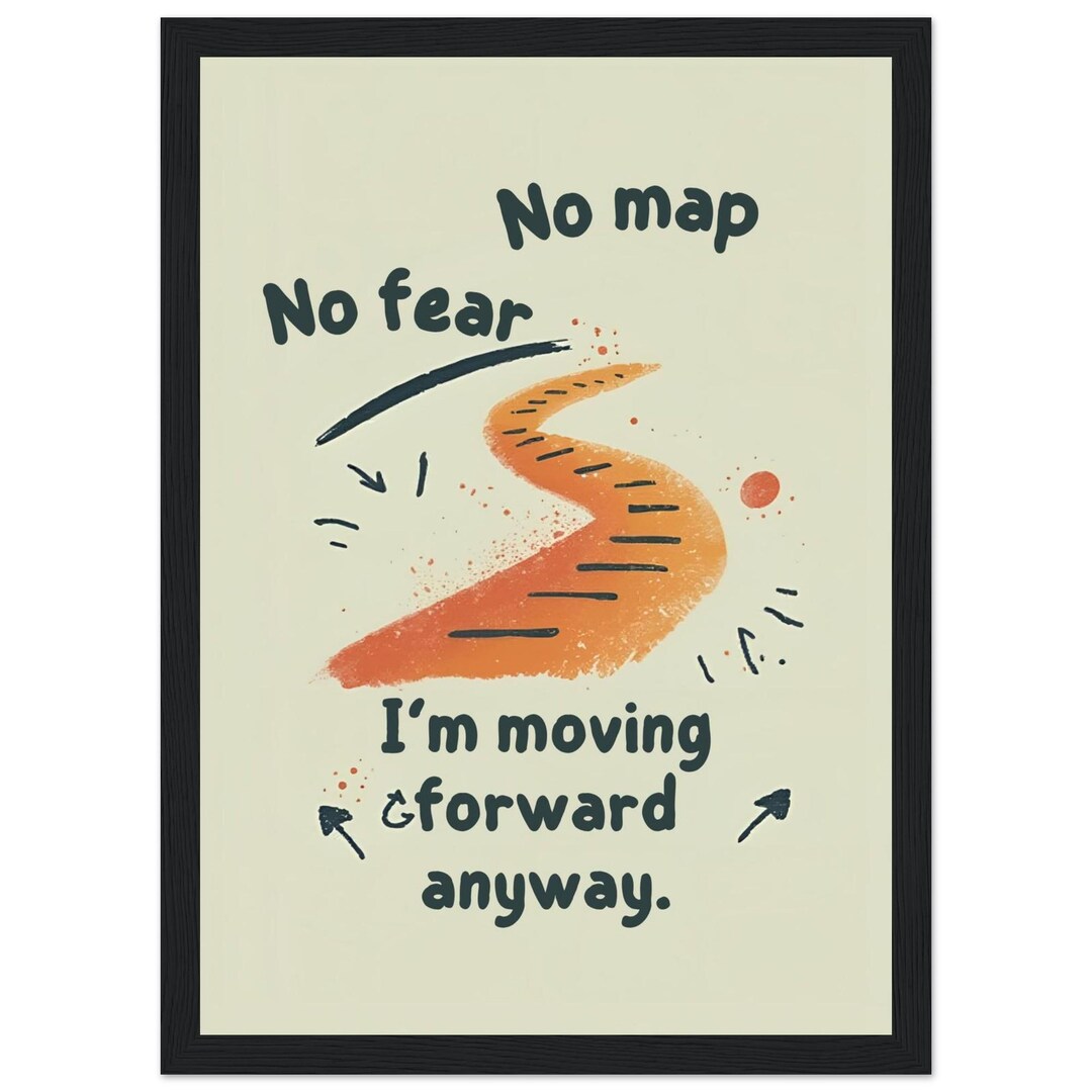 Motivational Framed Poster, 'no Map No Fear', Ready to Hang - Etsy