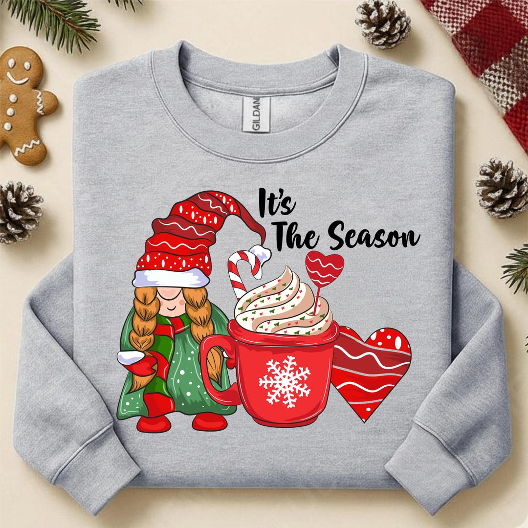 Christmas Gnome PNG, Cute Nisse Art, Candy Cane Design, Holiday Heart ...