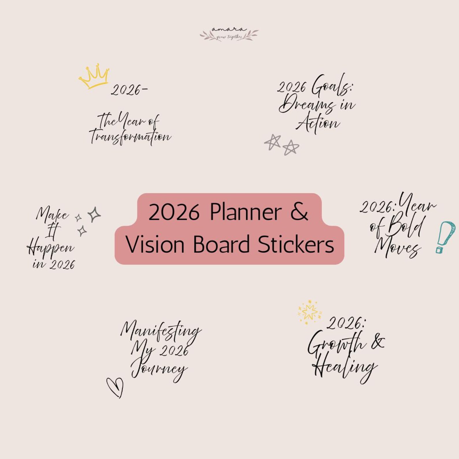 2026 Stickers Pack | Digital Planner Stickers for Goal Setting ...