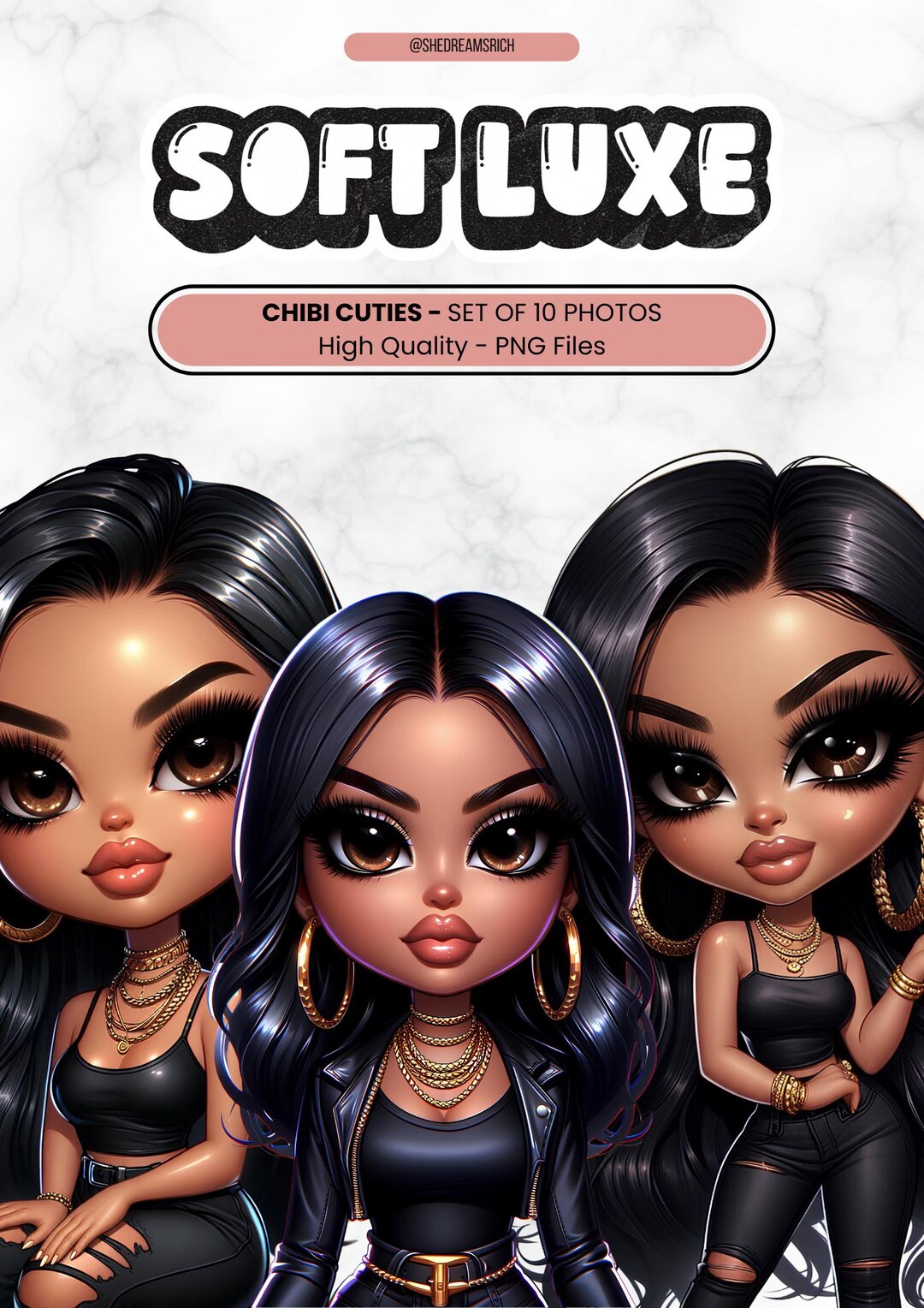 Soft Luxe Chibis | Chibi Clipart | 10 PNG | Digital Download | Planner ...
