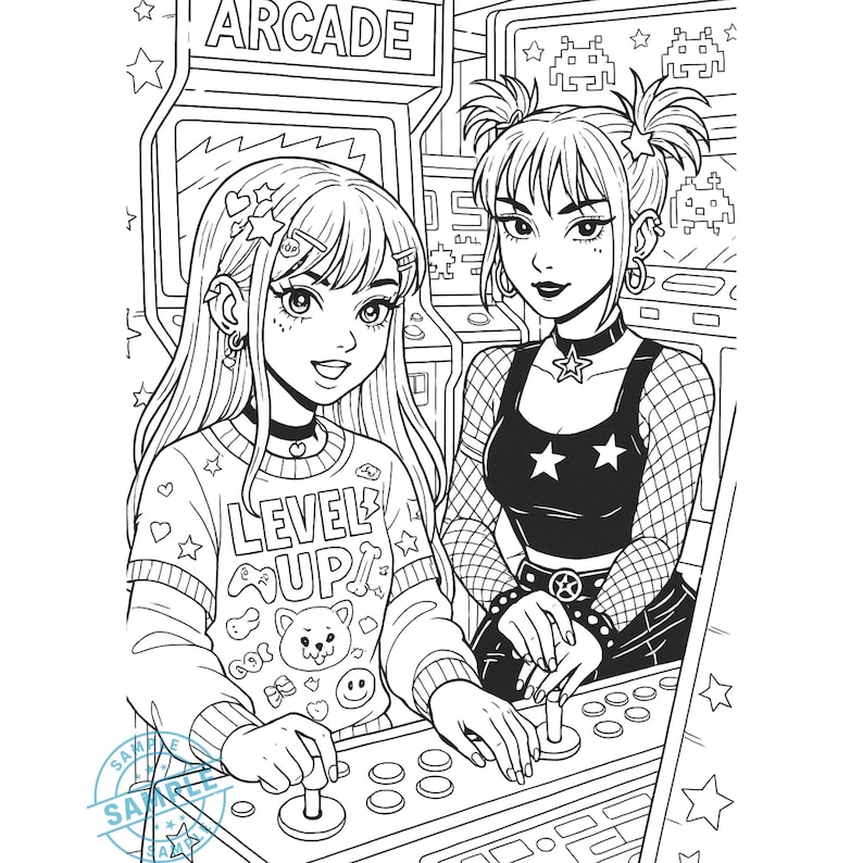 Gamer Girl Coloring Book PDF – Kawaii Gamer Aesthetic, Cute Anime Girls ...