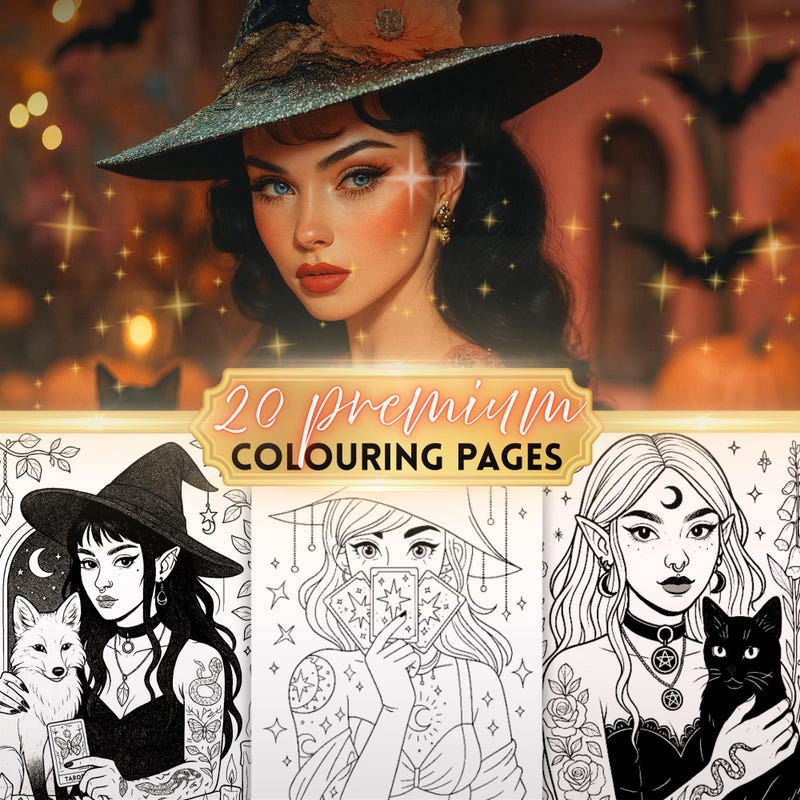 Witchy Coloring Pages - Etsy