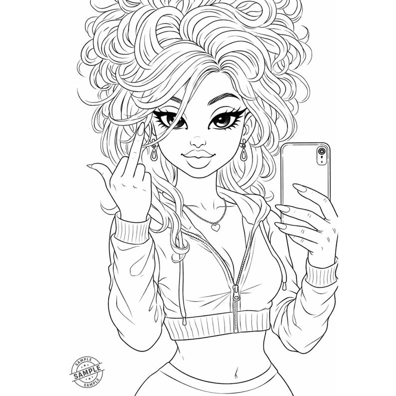 Fashion Outfit Coloring Pages | Stylish Baddie Girl Poses Printable ...