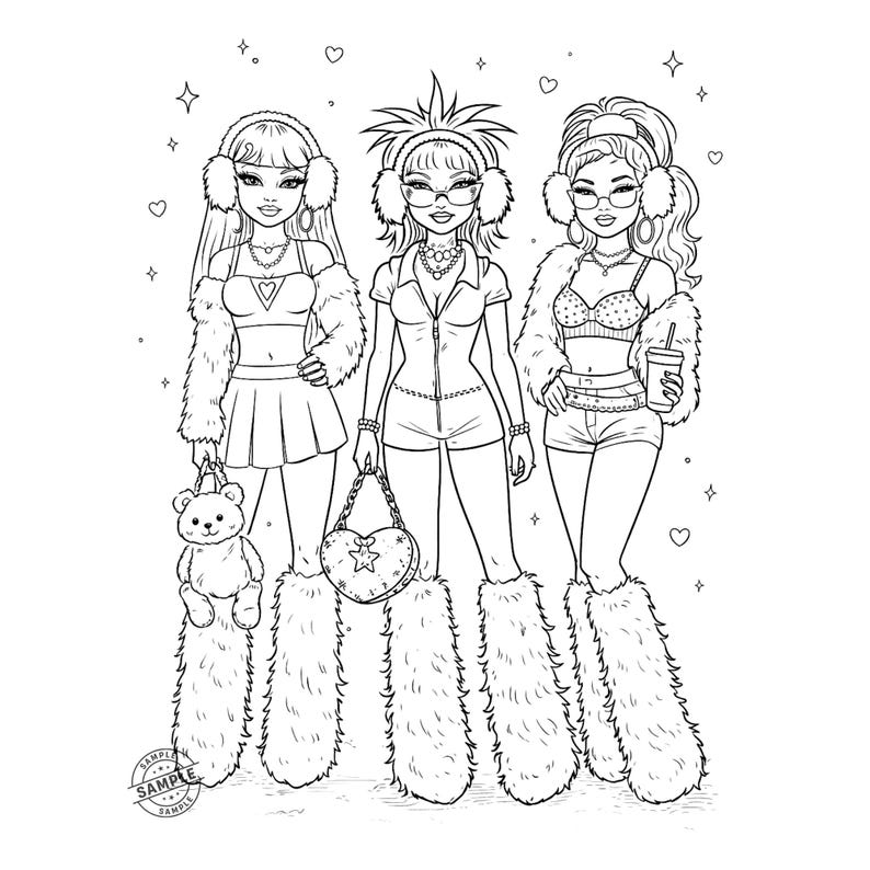 Fashion Outfit Coloring Pages | Stylish Baddie Girl Poses Printable ...