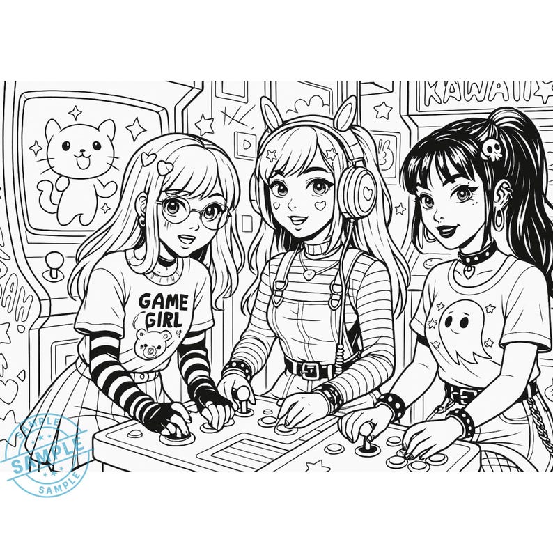 Gamer Girl Coloring Book PDF – Kawaii Gamer Aesthetic, Cute Anime Girls ...