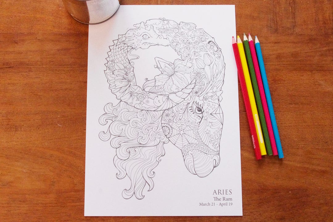 Aries Instant PDF Download A4 Sign of the Zodiac - Etsy