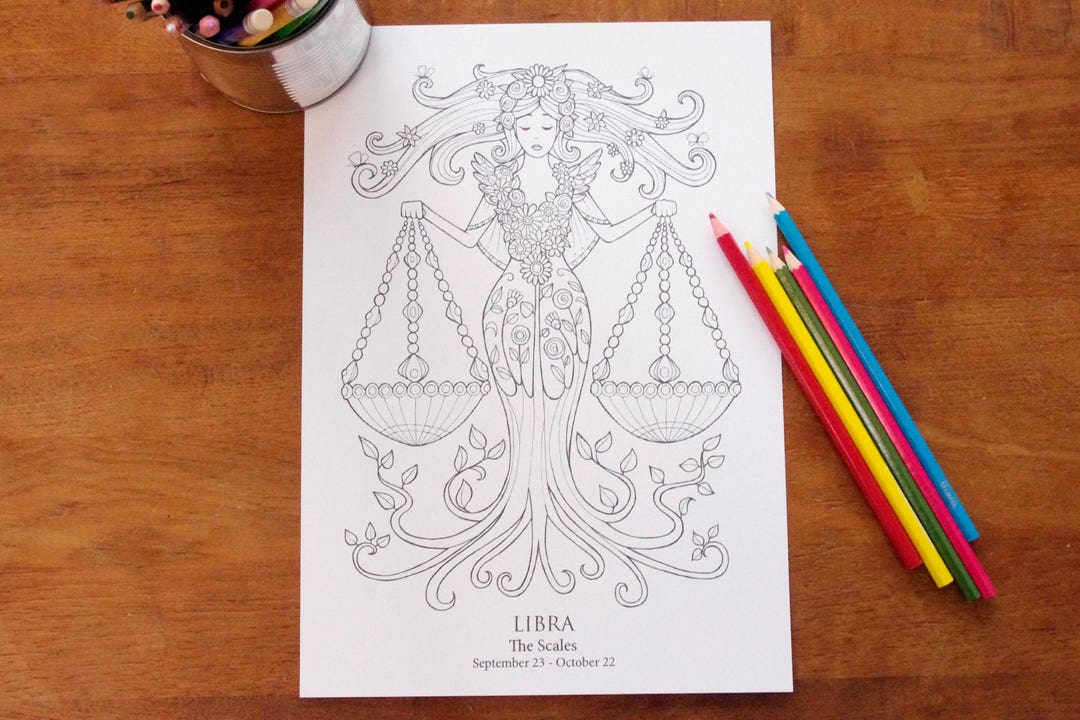 Libra - Instant PDF Download A4 - Sign of the Zodiac - Etsy