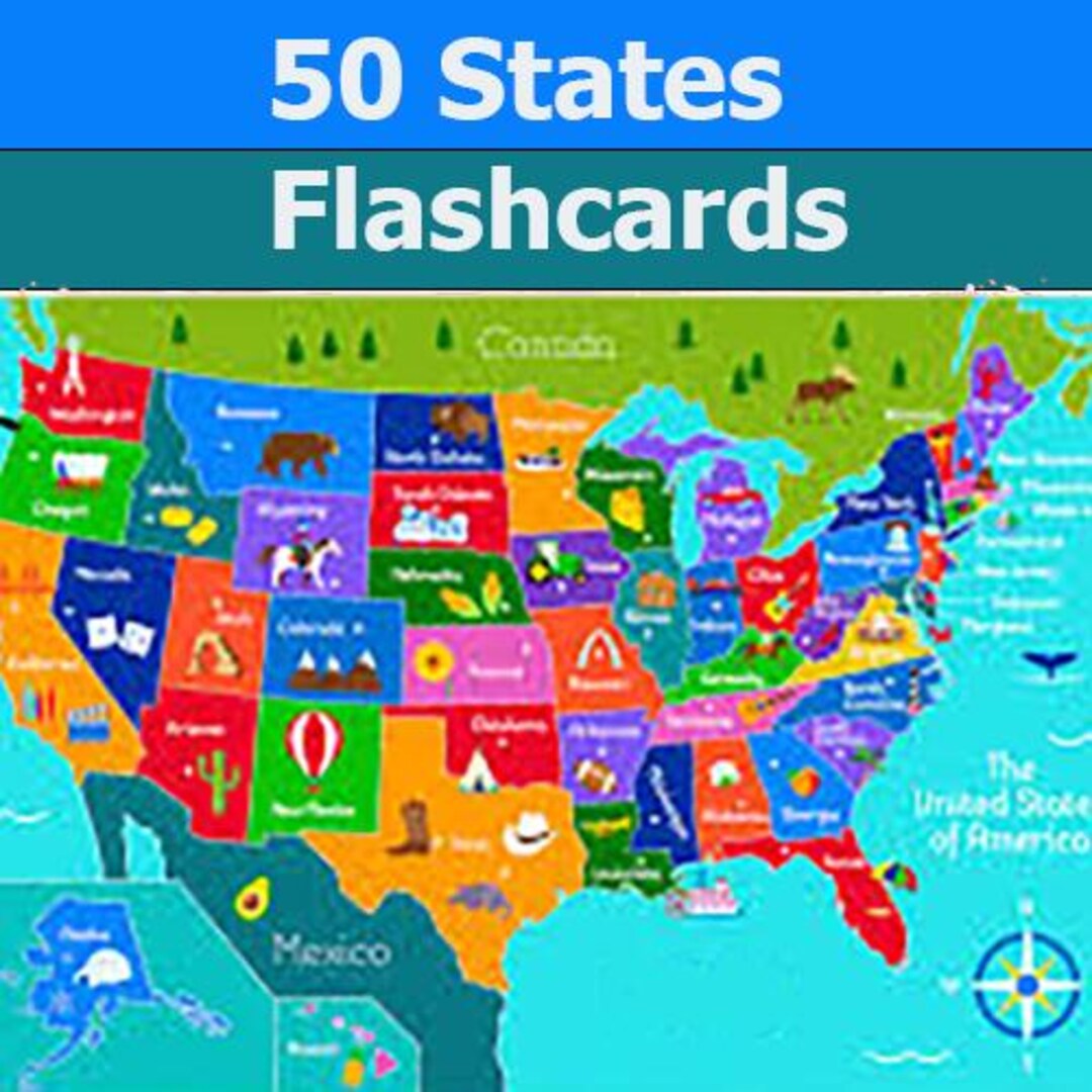 50 United States Flashcards Printable Foldable PDF - Etsy