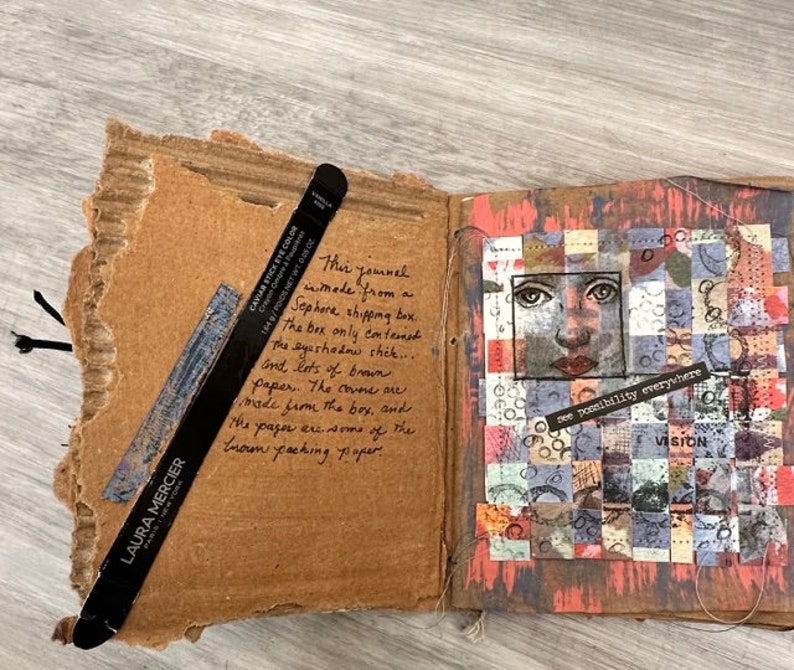 Handmade Art Journal - Made With Upcycled Materials - 19 Blank Pages ...