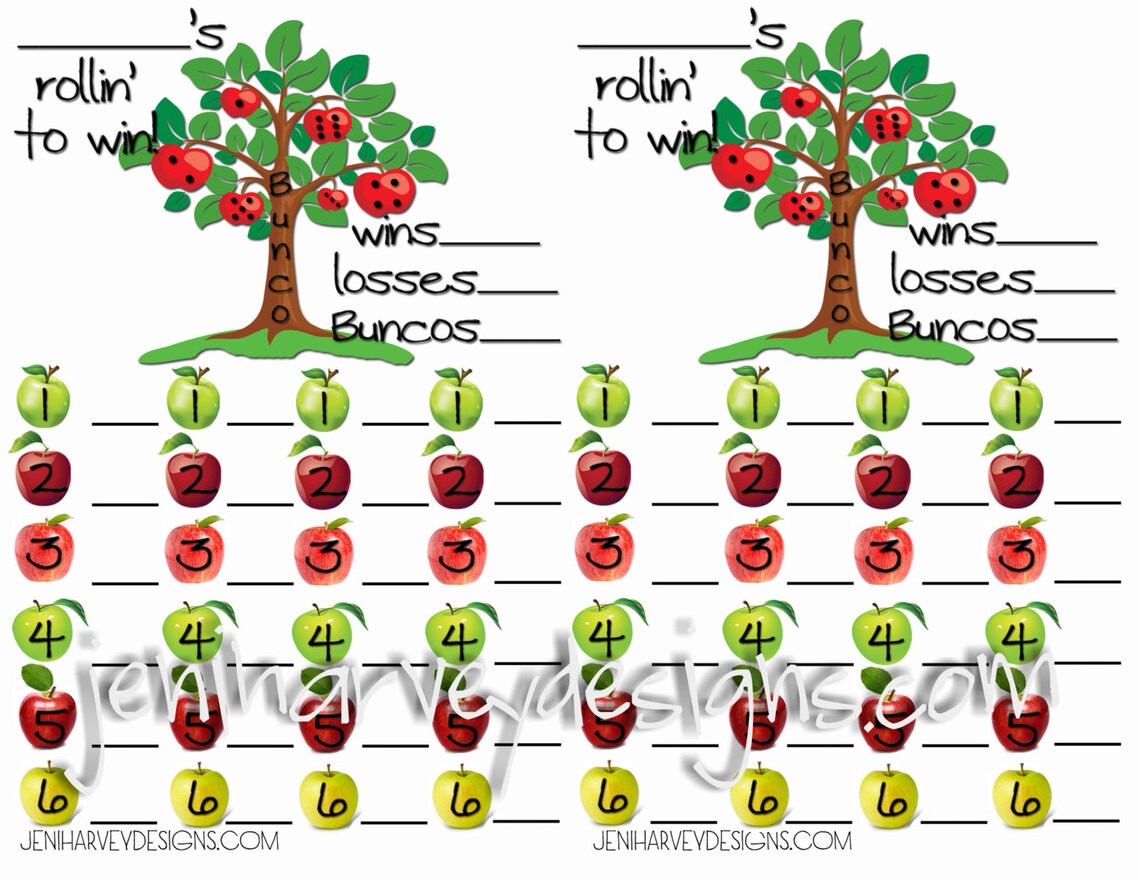 Apple Bunco Score Sheet - Etsy