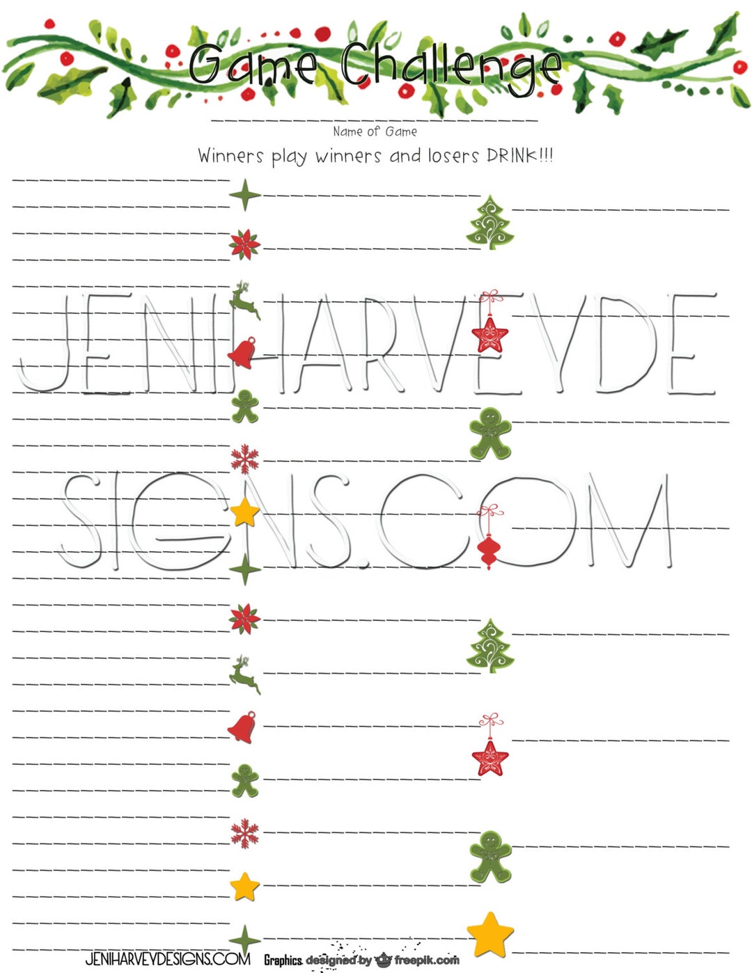Christmas Party Tournament Bracket - Etsy