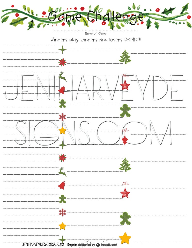 Christmas Party Tournament Bracket - Etsy