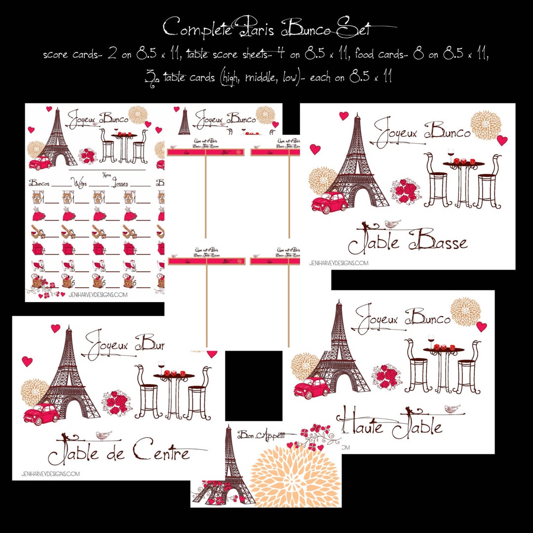 Complete Paris Bunco Set - Etsy