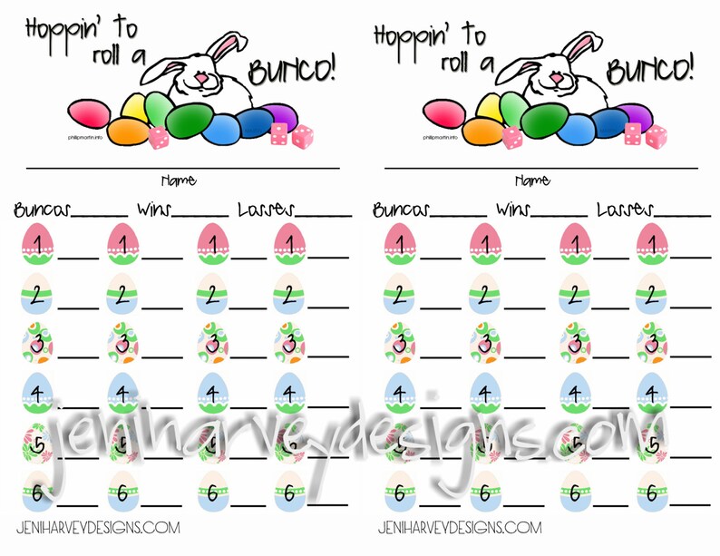Easter Bunco Score Sheet - Etsy
