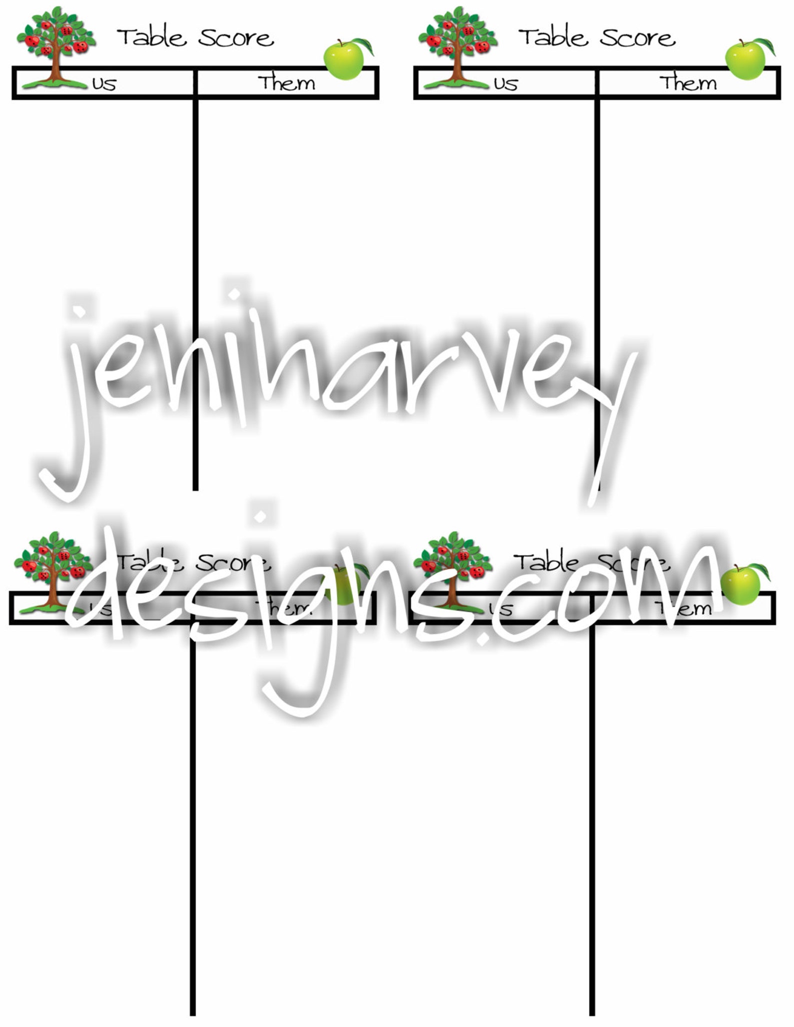 Apple Bunco Score Card and Table Score Sheet | Etsy