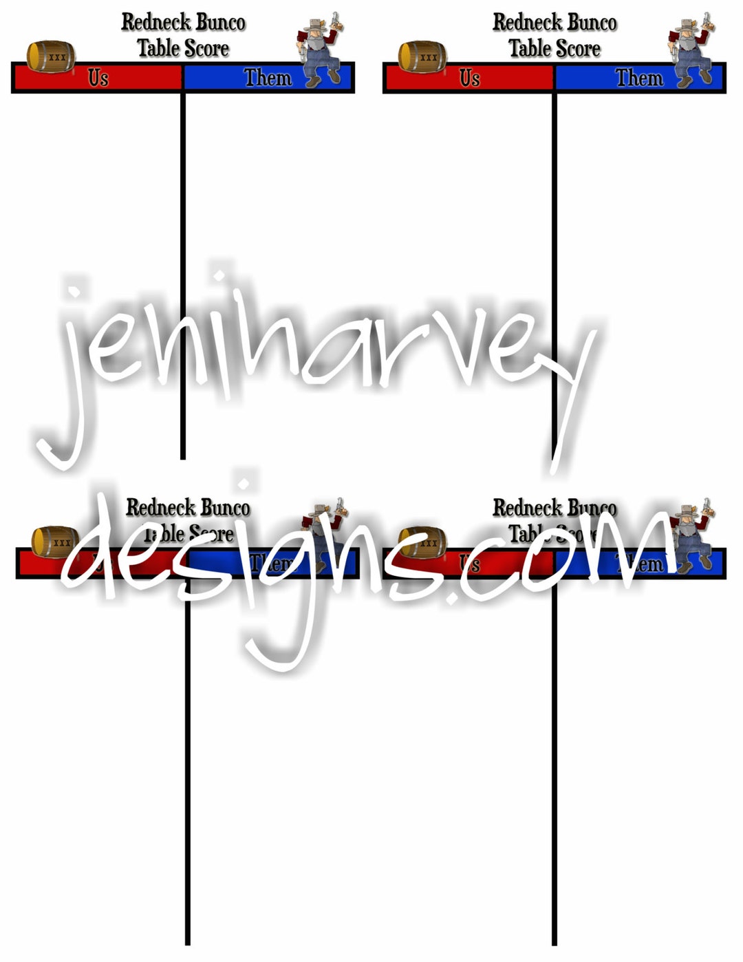 Redneck Bunco Table Score Sheets - Etsy