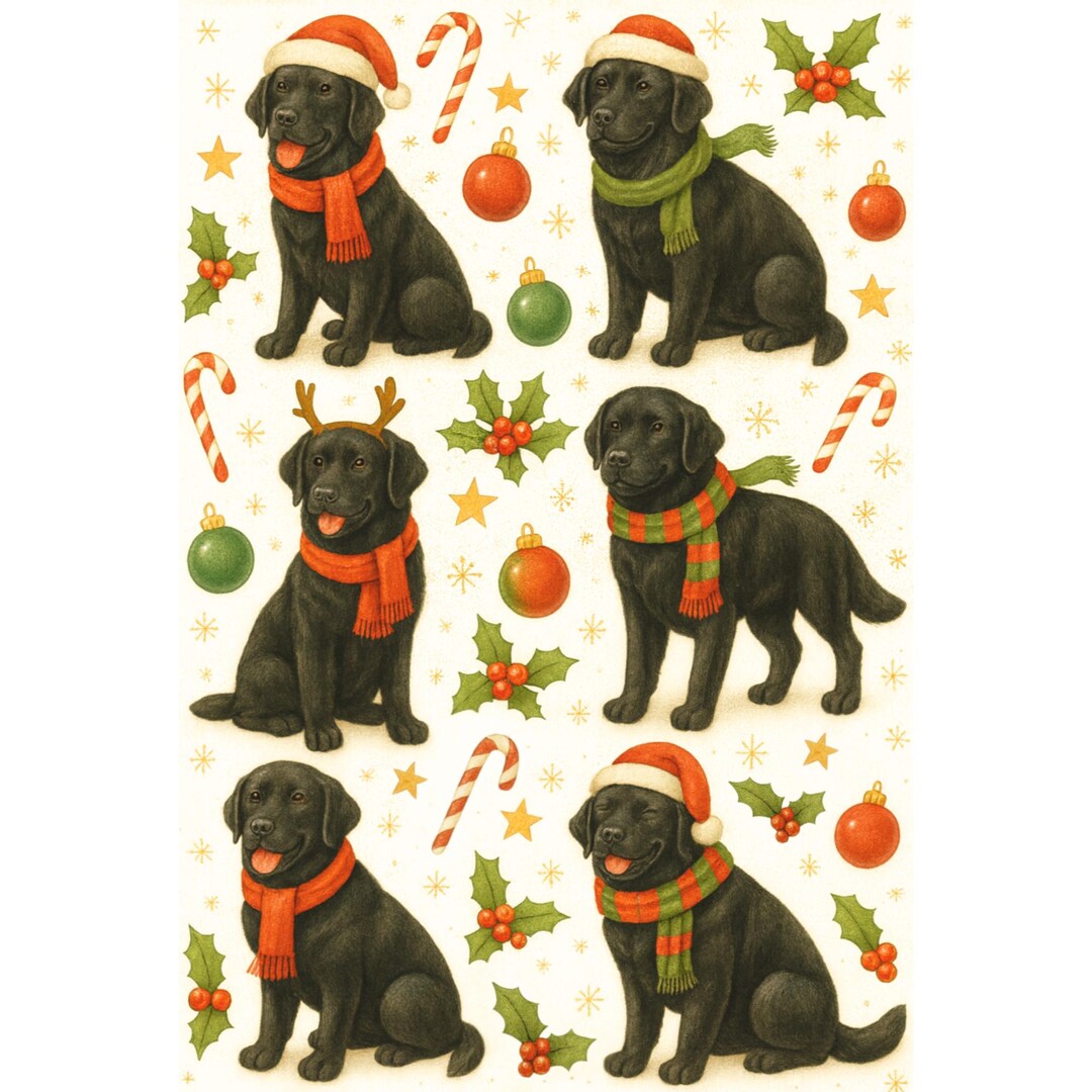 Black Labrador Christmas Wrapping Paper – Festive Dog Lover Gift Wrap ...