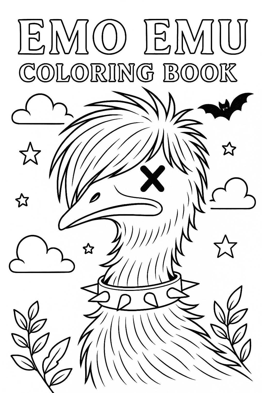 Emo Emu Coloring Book | Printable Goth Coloring Pages for Adults ...