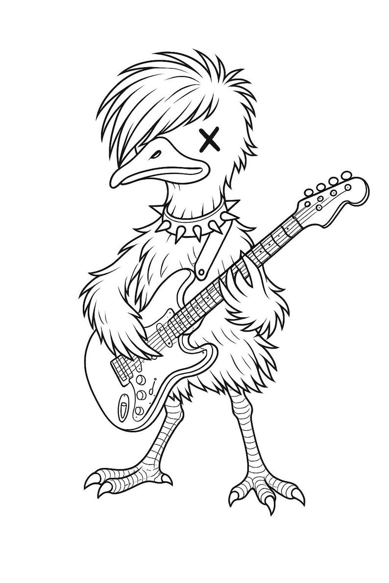 Emo Emu Coloring Book | Printable Goth Coloring Pages for Adults ...