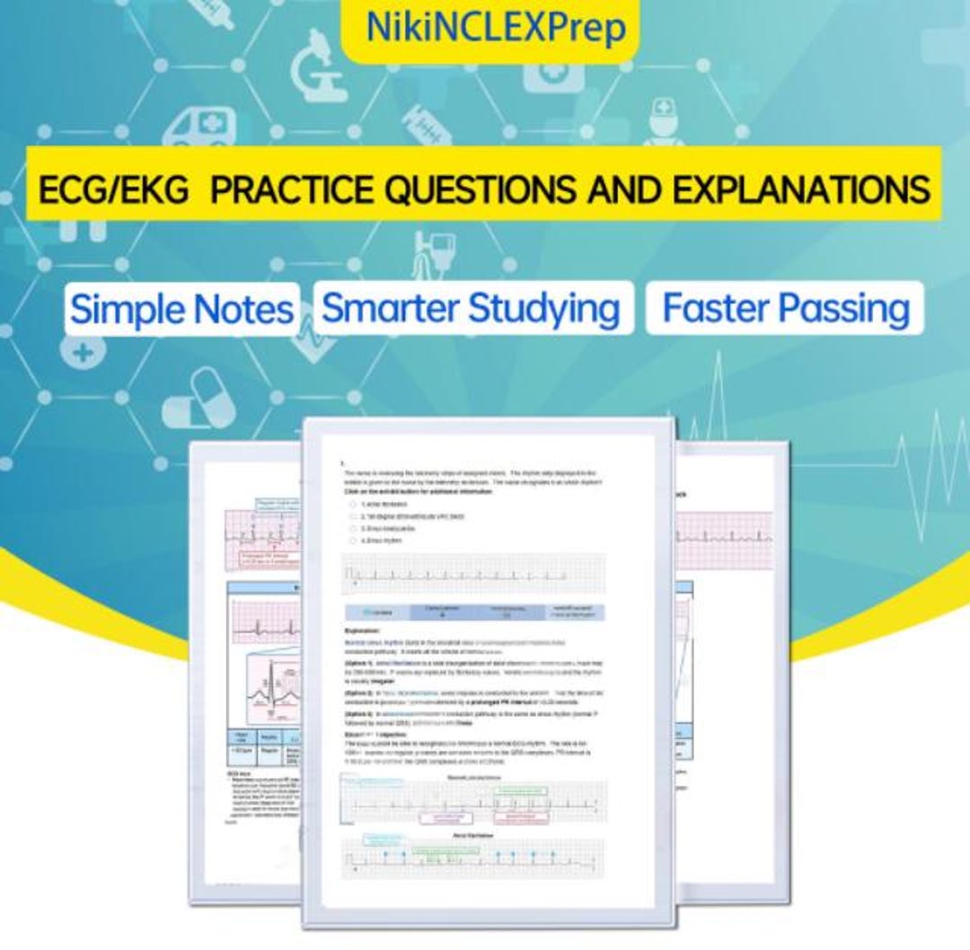 ECG EKG Practice Test, Nursing Medical Staff Study Guide (PDF) - Etsy