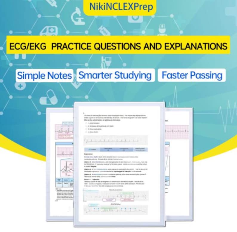 ECG EKG Practice Test, Nursing Medical Staff Study Guide (PDF) - Etsy