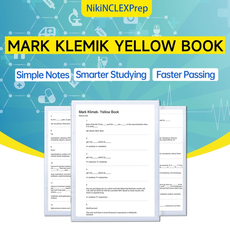 For NCLEX Preparation Yellow Book Based on Mark K Lecture Notes - Etsy
