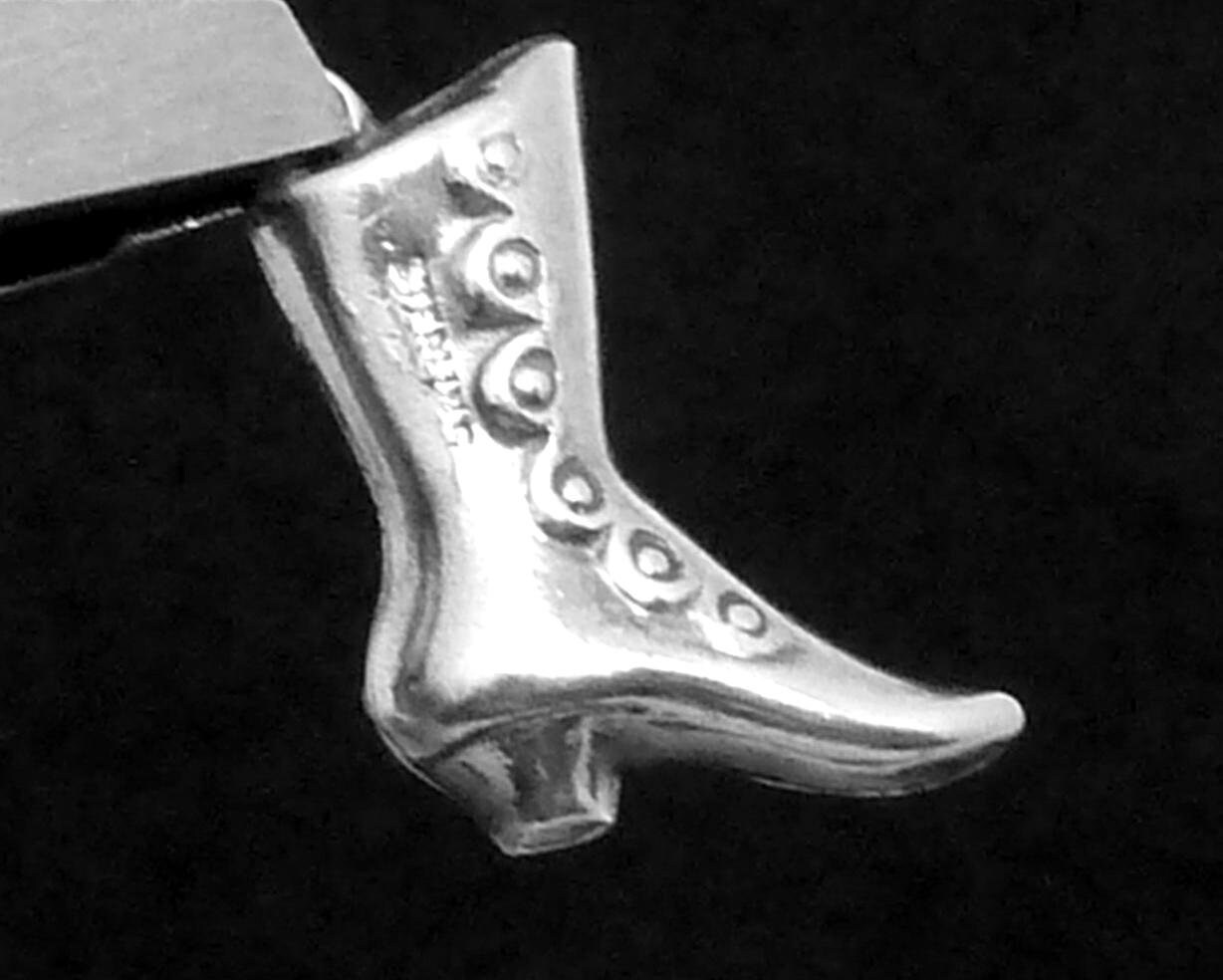 Vintage sterling silver Victorian burlesque Leg Charm Garter boot ...